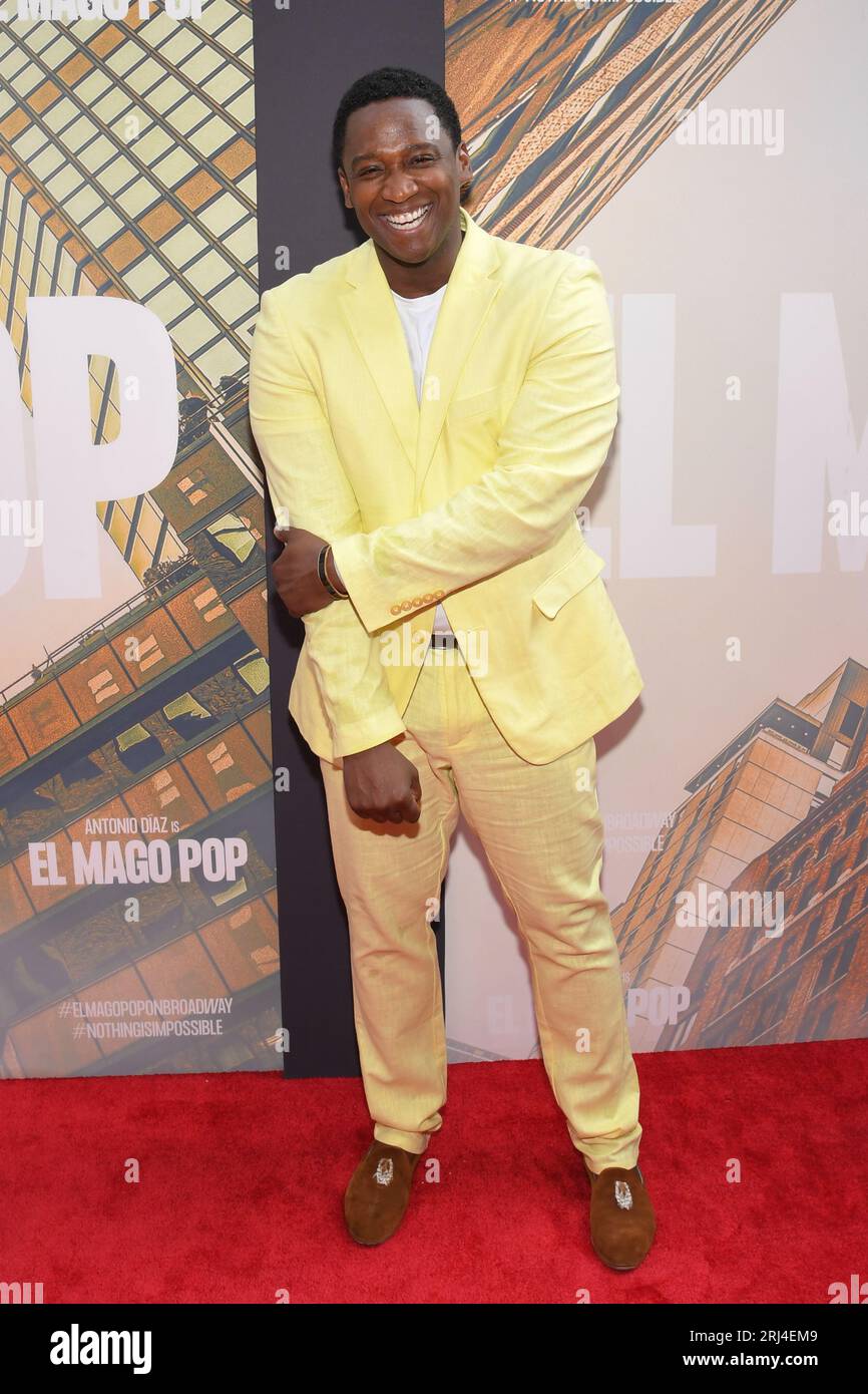 New York, USA. 20th Aug, 2023. Jelani Remy attends Opening Night of El Mago Pop on Broadway at ...
