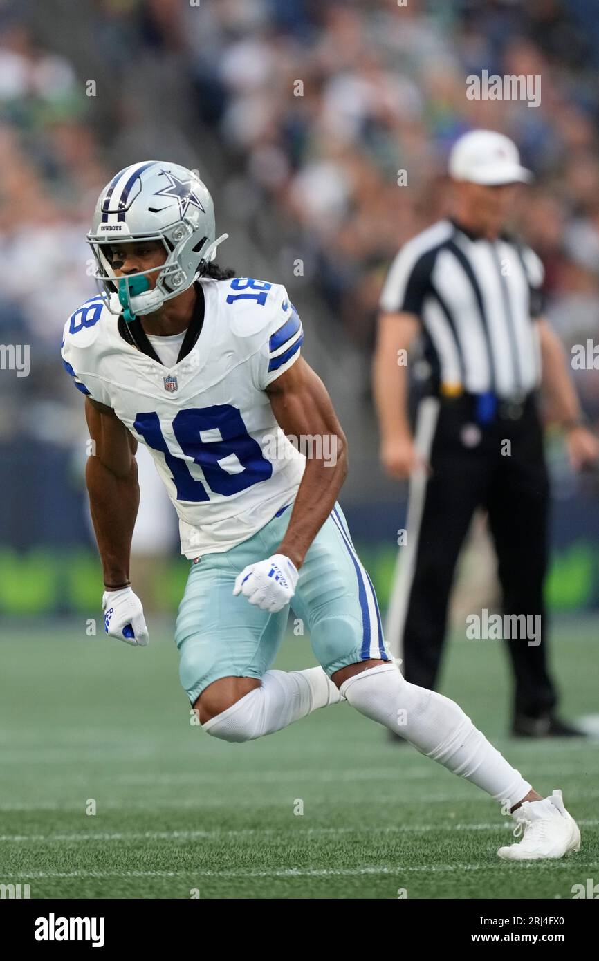 Dallas Cowboys wide receiver Jalen Tolbert (18) runs down the field ...