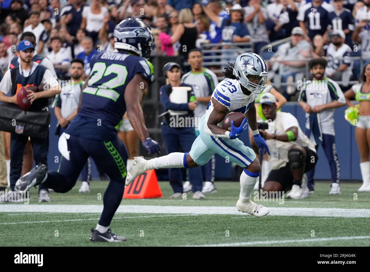 Dallas Cowboys running back Rico Dowdle (23) scores a touchdown during ...