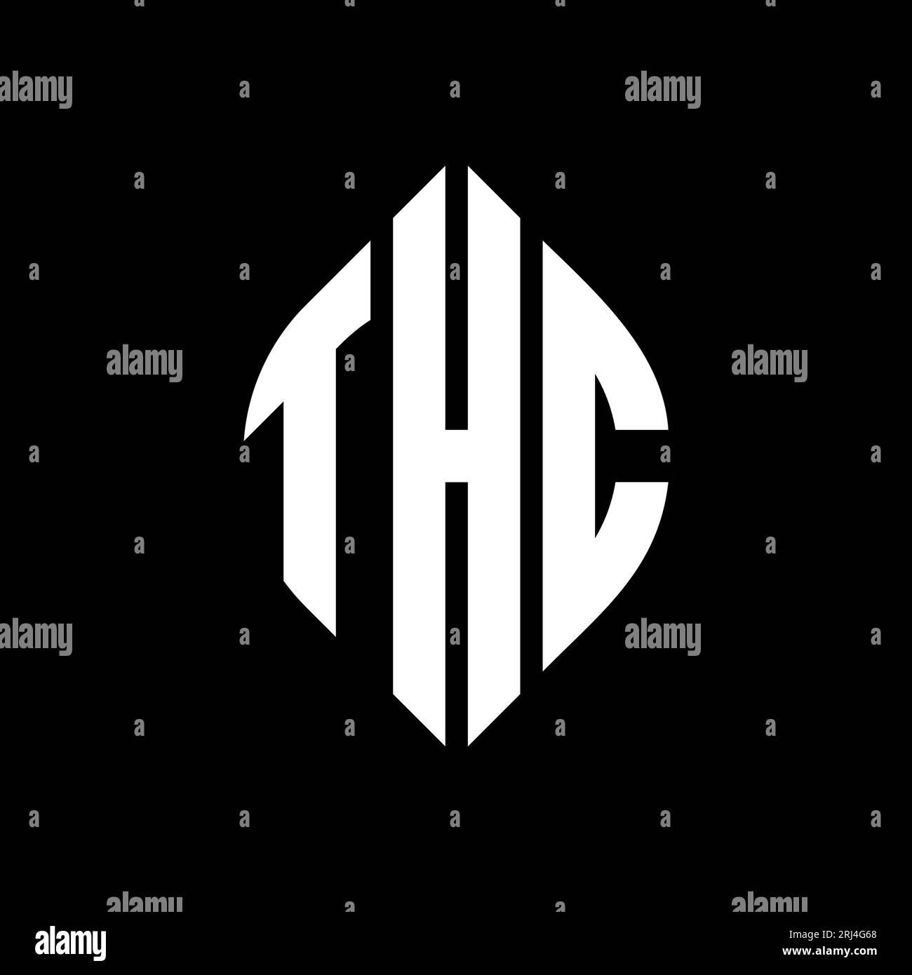 THC circle letter logo design with circle and ellipse shape. THC ...
