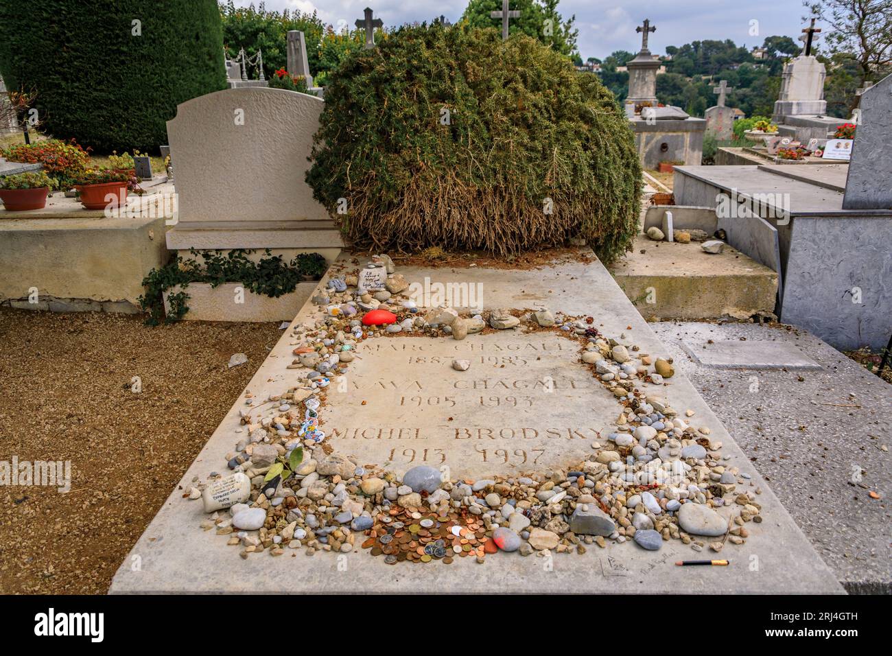 Saint Paul de Vence, France - May 24, 2023: Tomb of the famous Russian ...