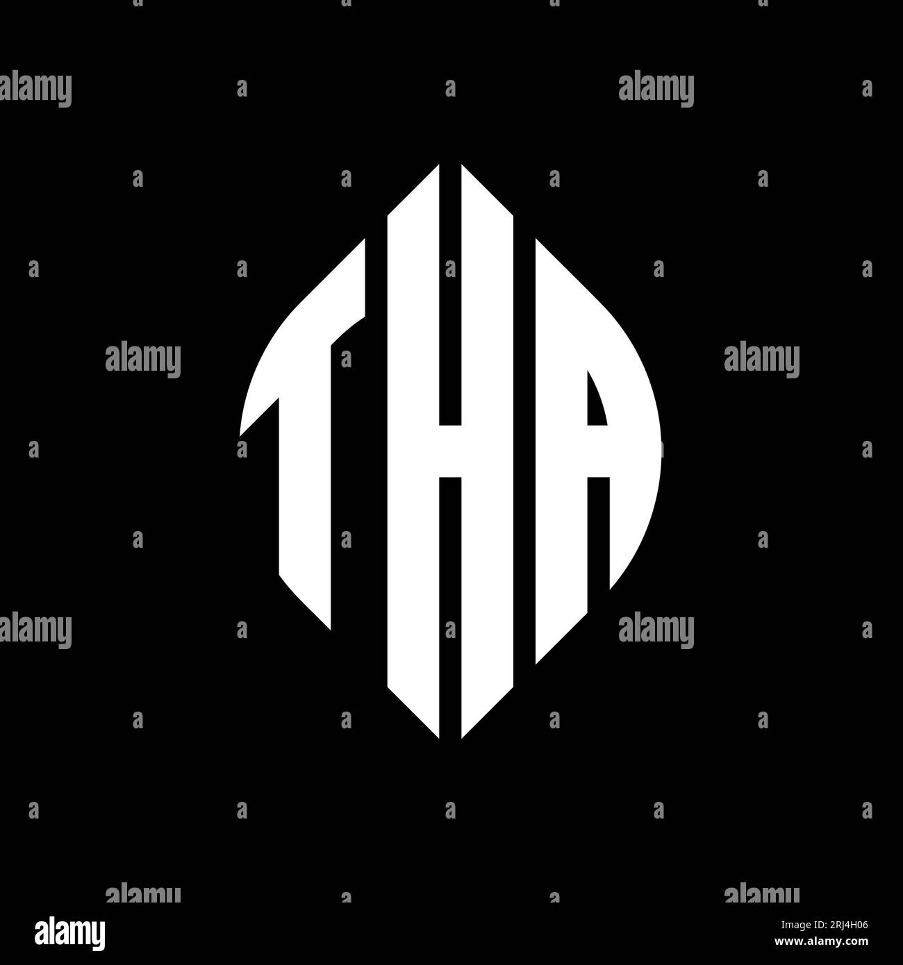 THA circle letter logo design with circle and ellipse shape. THA ...