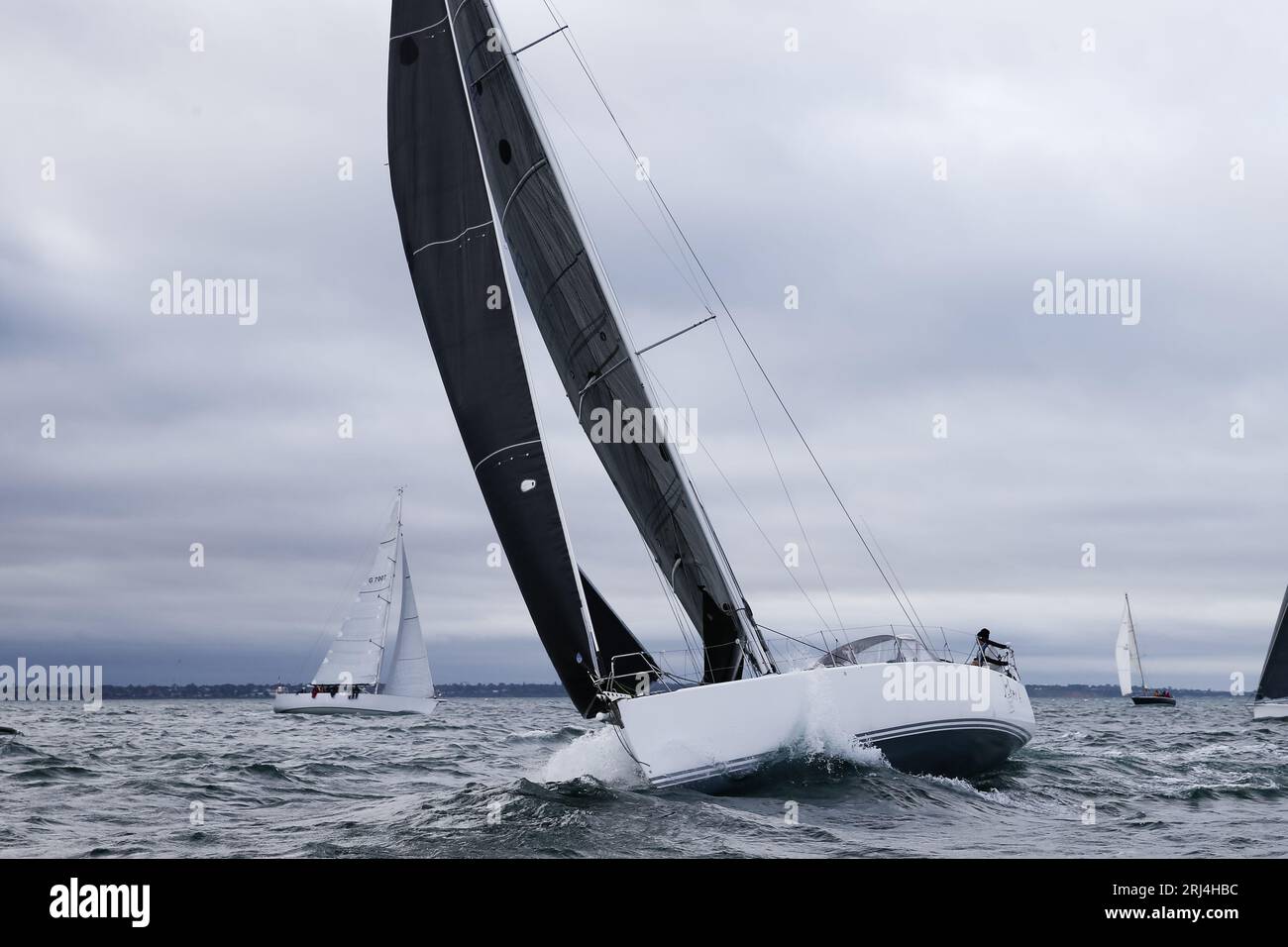 Large fixed keel yachts are seen racing during the 2023 Ocean Racing ...