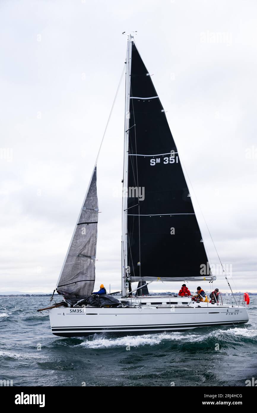 Large fixed keel yachts are seen racing during the 2023 Ocean Racing ...