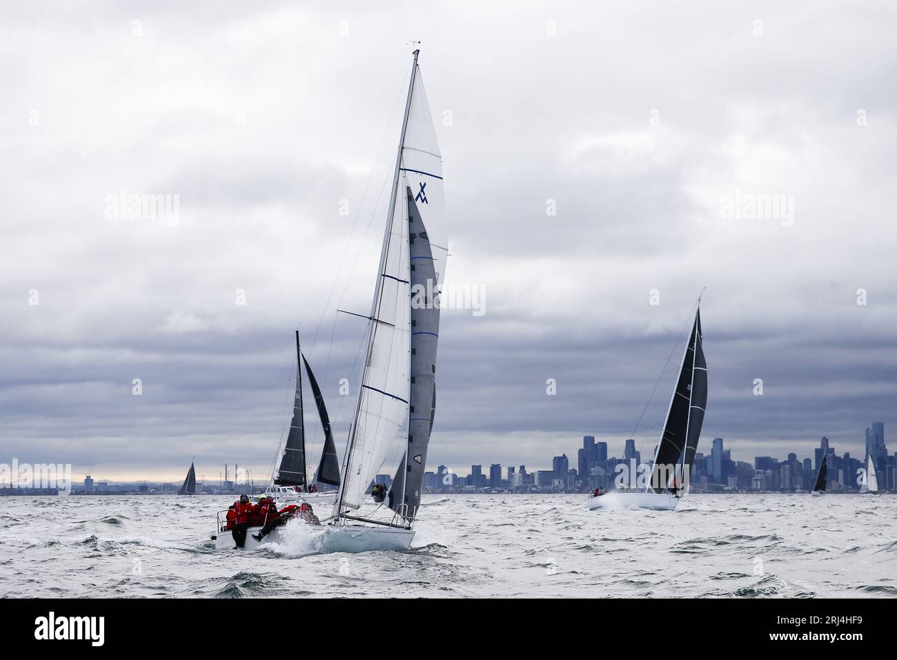Large fixed keel yachts are seen racing during the 2023 Ocean Racing ...