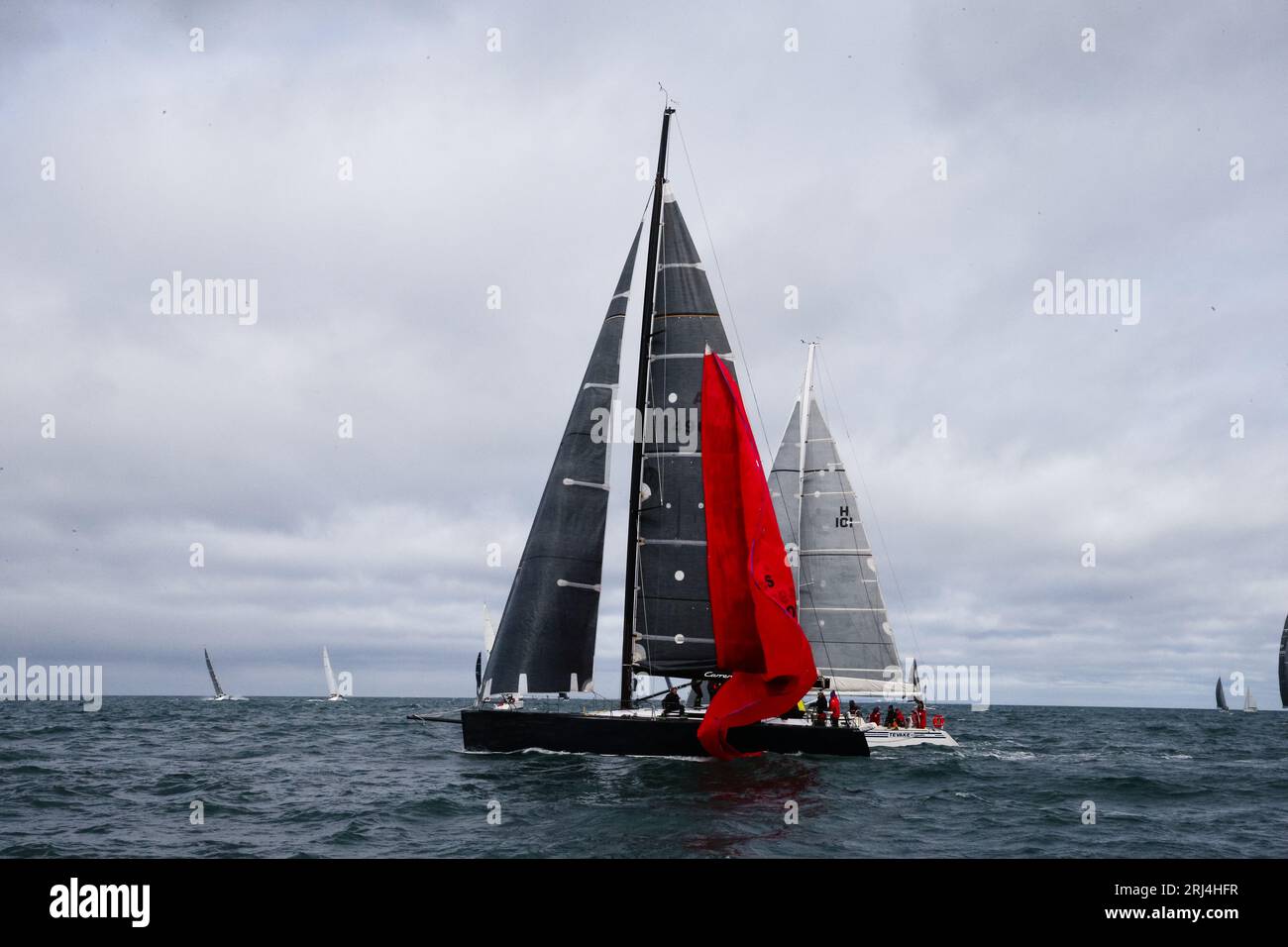 Large fixed keel yachts are seen racing during the 2023 Ocean Racing ...