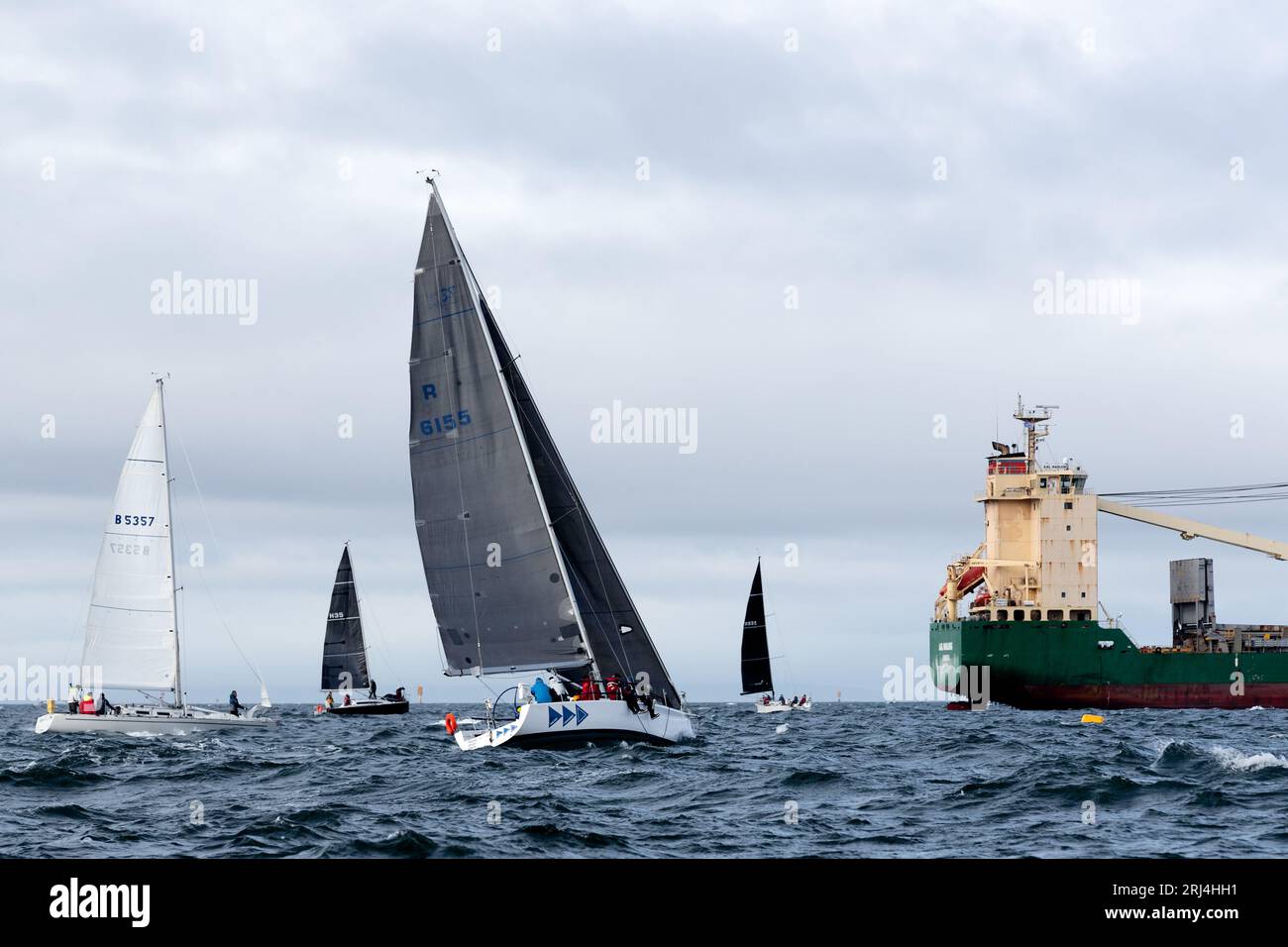 Large fixed keel yachts are seen racing during the 2023 Ocean Racing ...