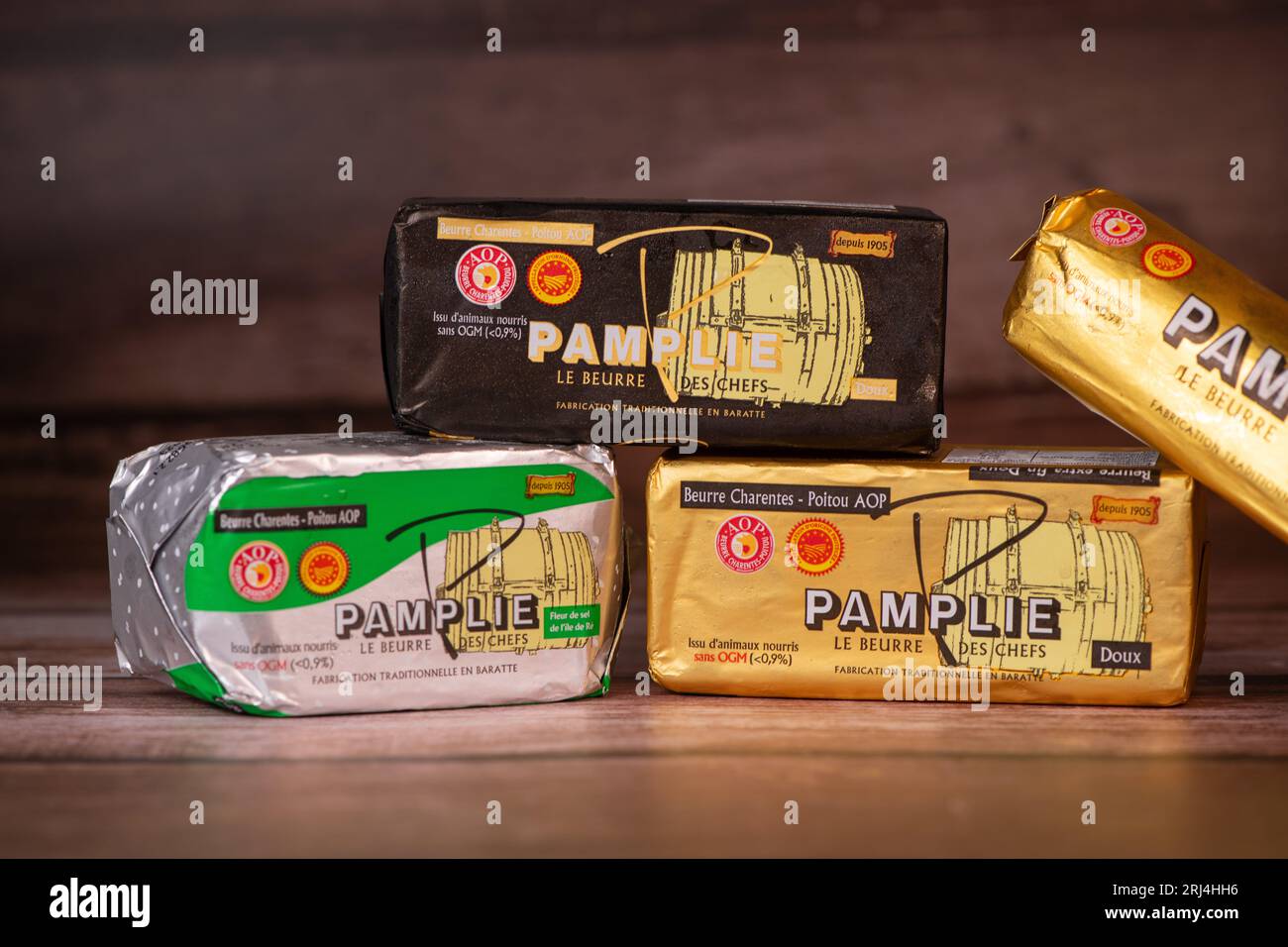 Traditional wrapped butter sticks, Pamplie butter of France, Unique ...