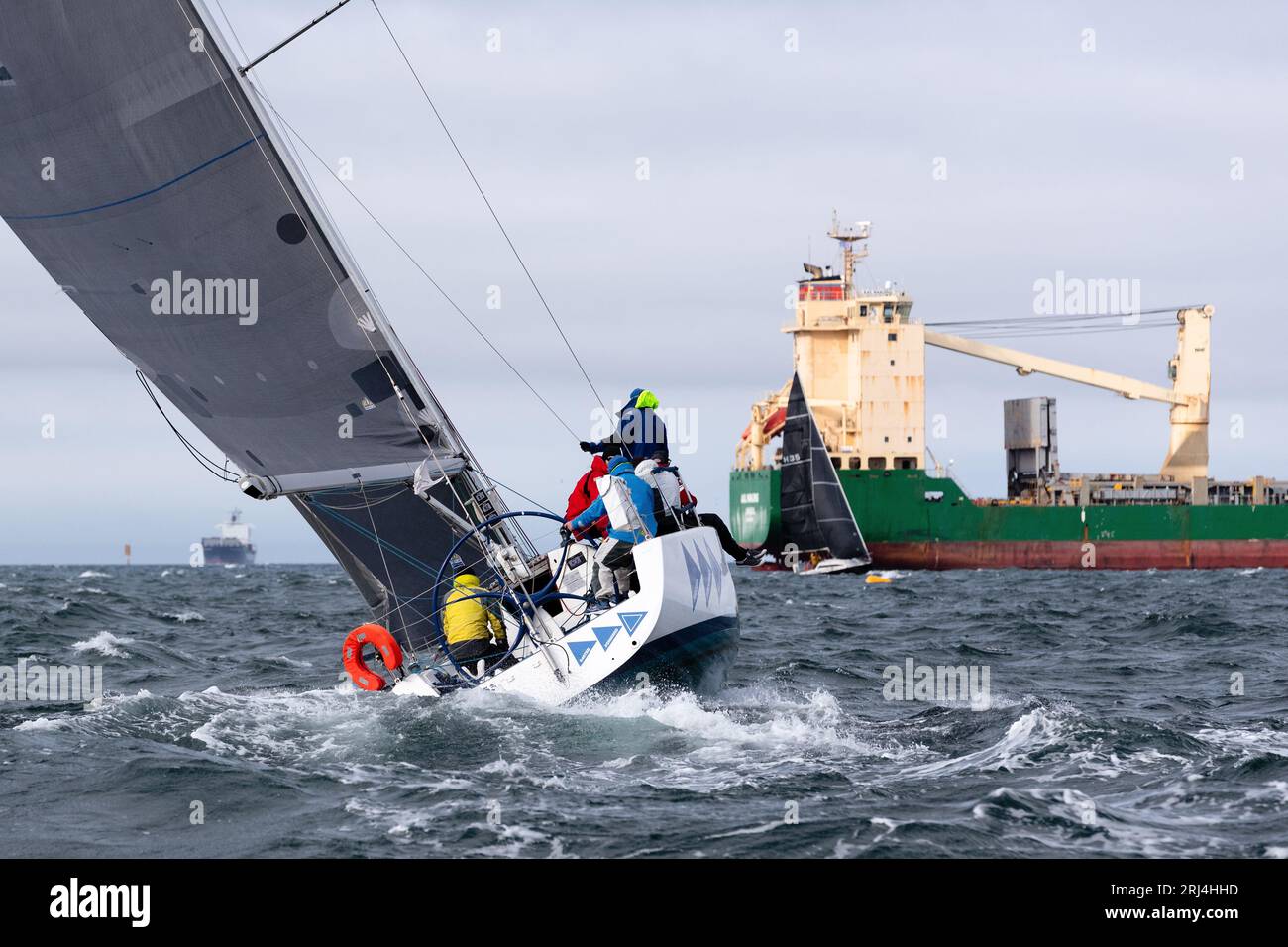 Large fixed keel yachts are seen racing during the 2023 Ocean Racing ...