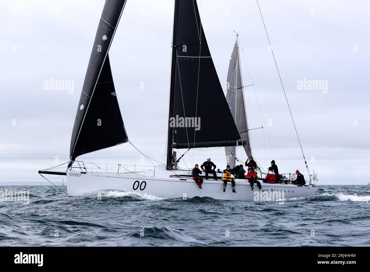 Large fixed keel yachts are seen racing during the 2023 Ocean Racing ...