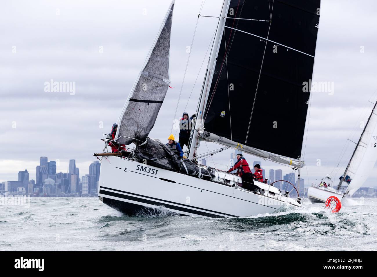 Large fixed keel yachts are seen racing during the 2023 Ocean Racing ...
