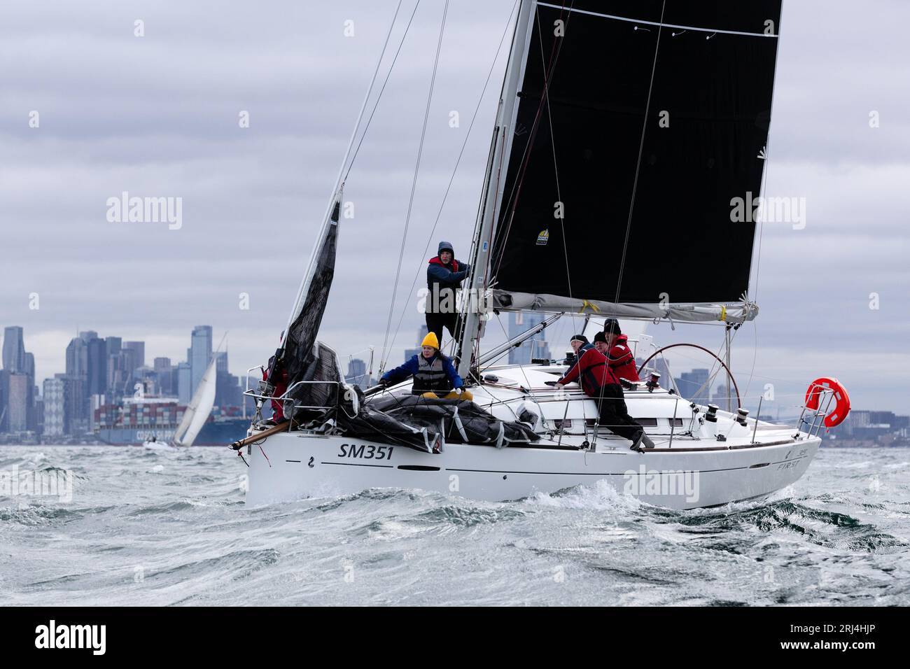Large fixed keel yachts are seen racing during the 2023 Ocean Racing ...