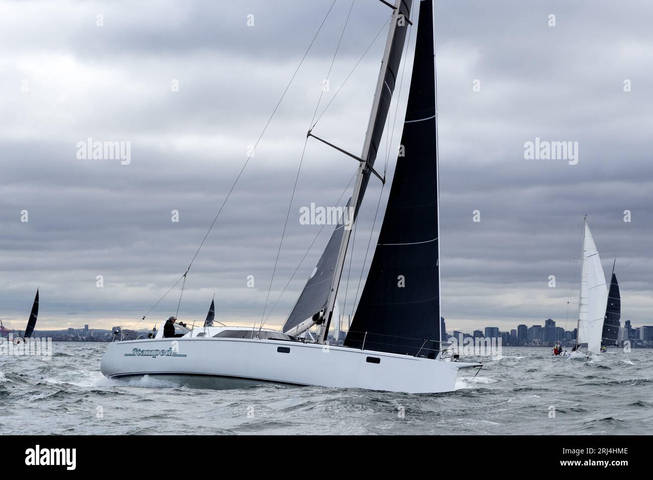 Large fixed keel yachts are seen racing during the 2023 Ocean Racing ...