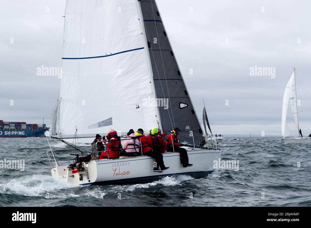 Large fixed keel yachts are seen racing during the 2023 Ocean Racing ...