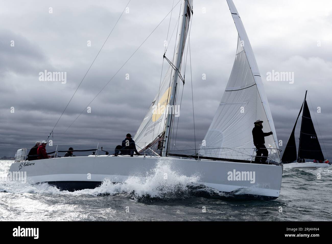 Large fixed keel yachts are seen racing during the 2023 Ocean Racing ...