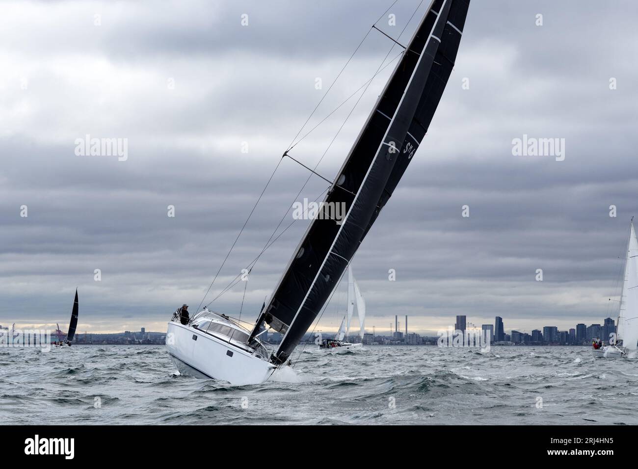 Large fixed keel yachts are seen racing during the 2023 Ocean Racing ...