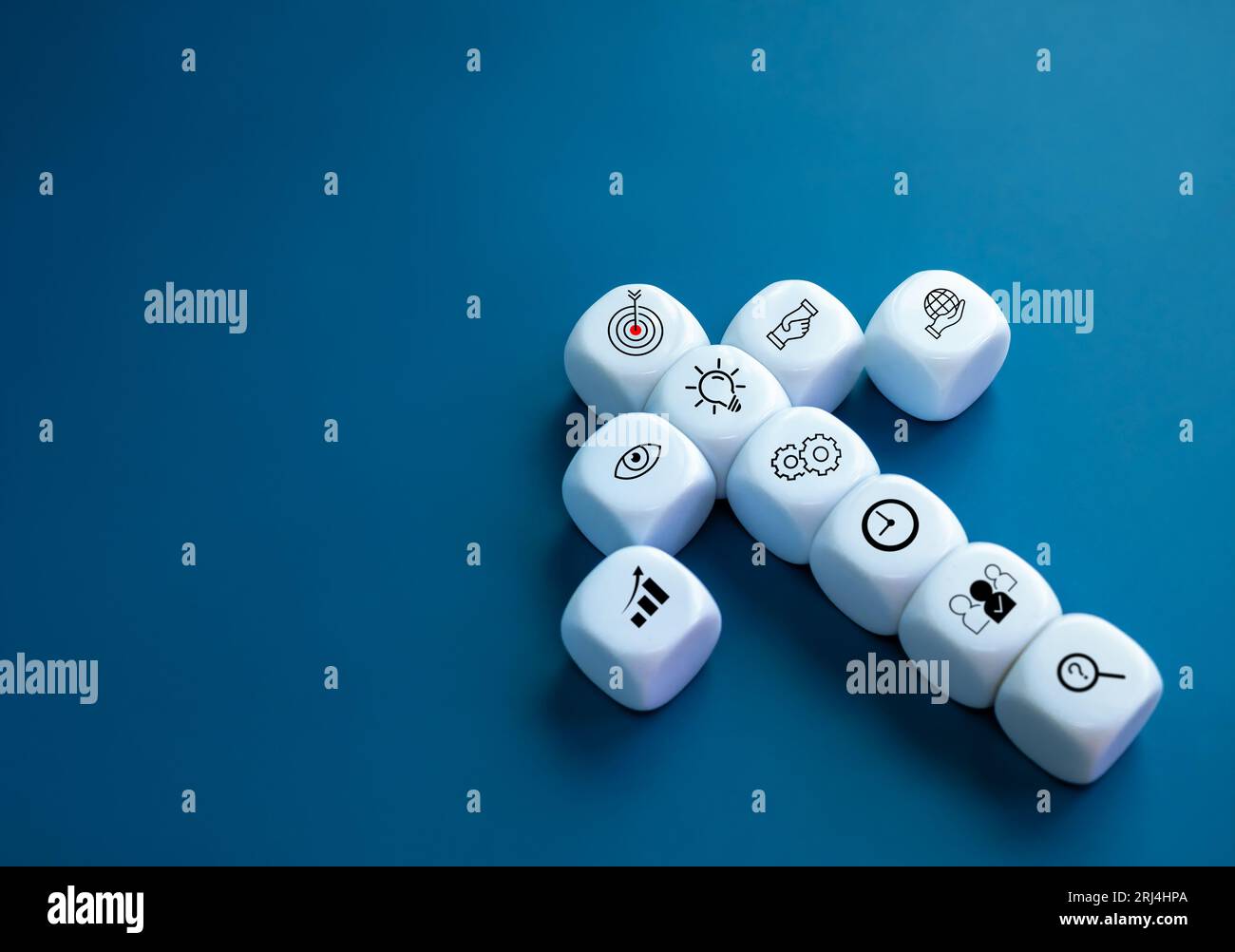 The leader, Business icon on white cube blocks as arrow shape heading ...