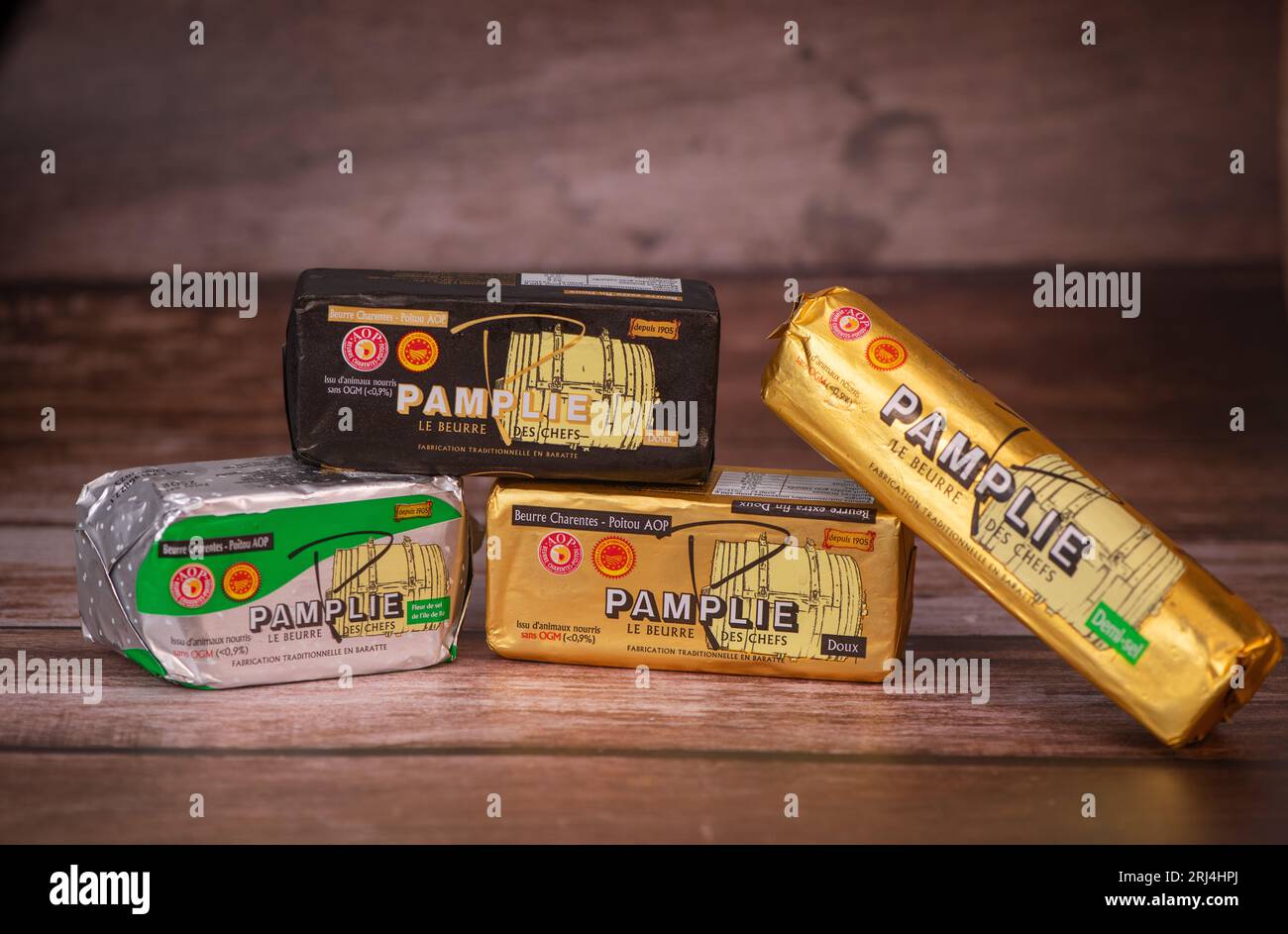 Traditional wrapped butter sticks, Pamplie butter of France, Unique ...