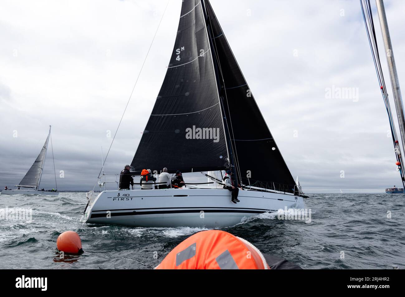 Large fixed keel yachts are seen racing during the 2023 Ocean Racing ...
