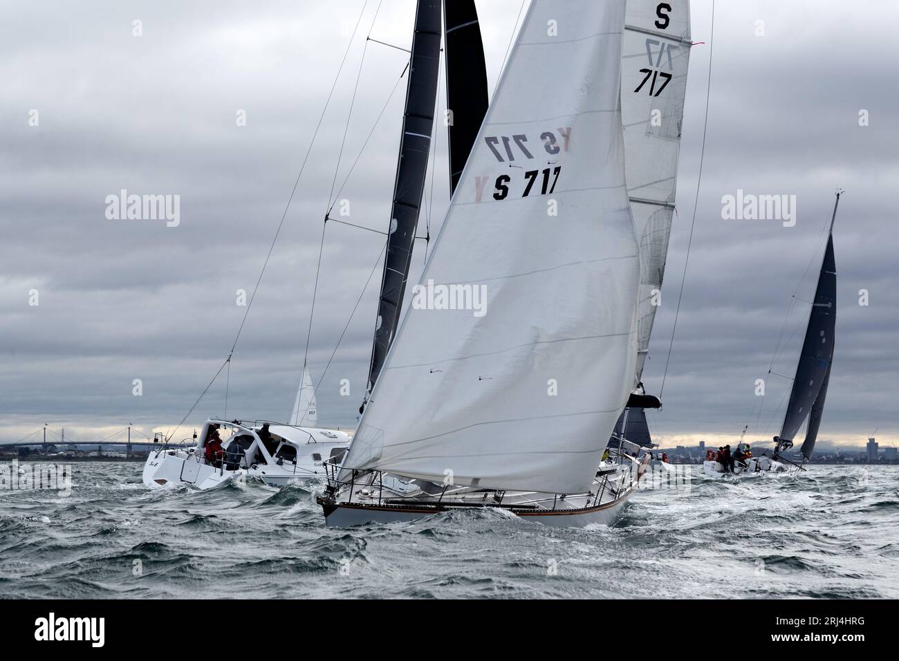 Large fixed keel yachts are seen racing during the 2023 Ocean Racing ...