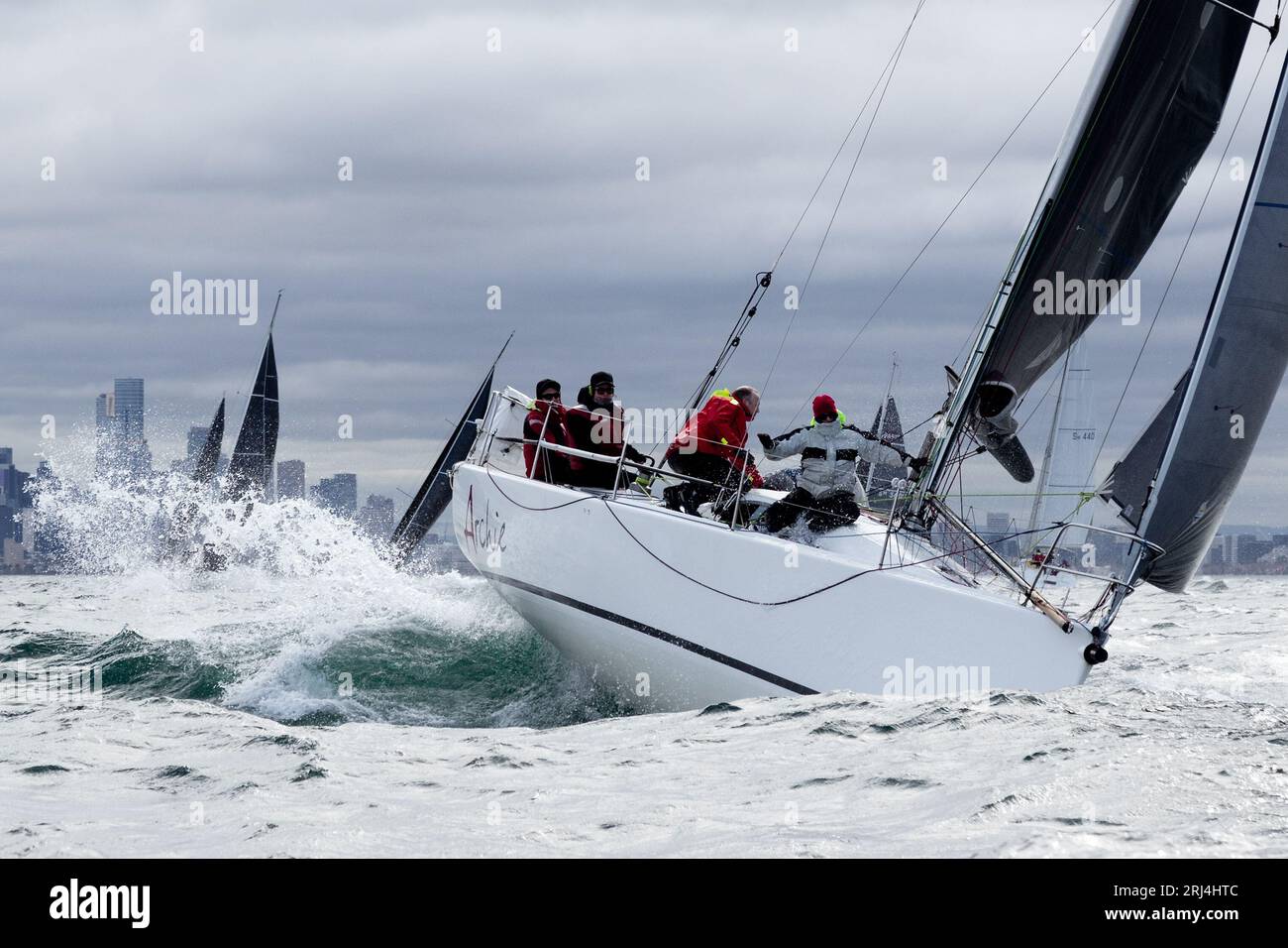 Large fixed keel yachts are seen racing during the 2023 Ocean Racing ...