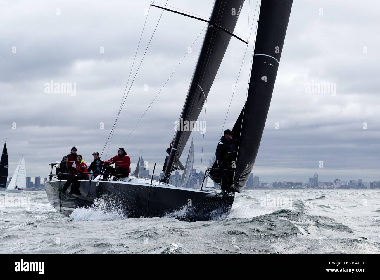 Large fixed keel yachts are seen racing during the 2023 Ocean Racing ...