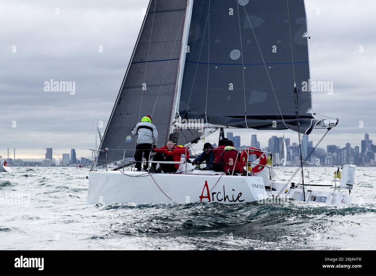 Large fixed keel yachts are seen racing during the 2023 Ocean Racing ...