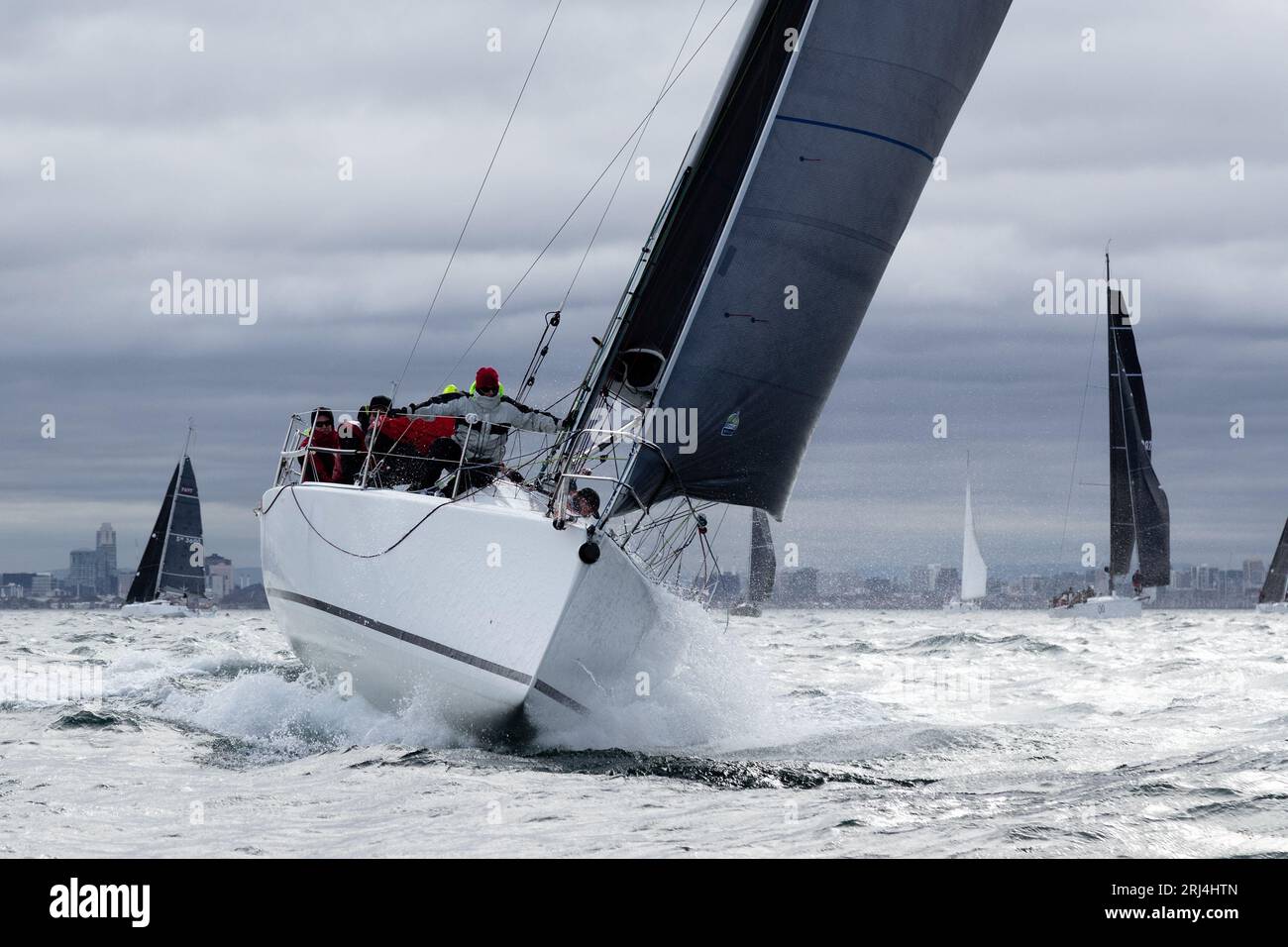 Large fixed keel yachts are seen racing during the 2023 Ocean Racing ...