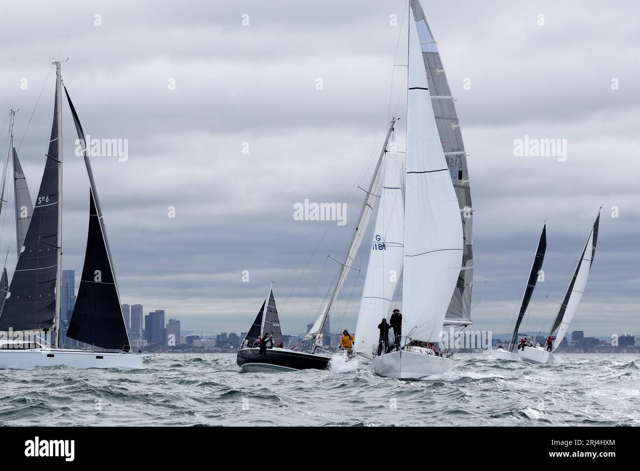 Large fixed keel yachts are seen racing during the 2023 Ocean Racing ...