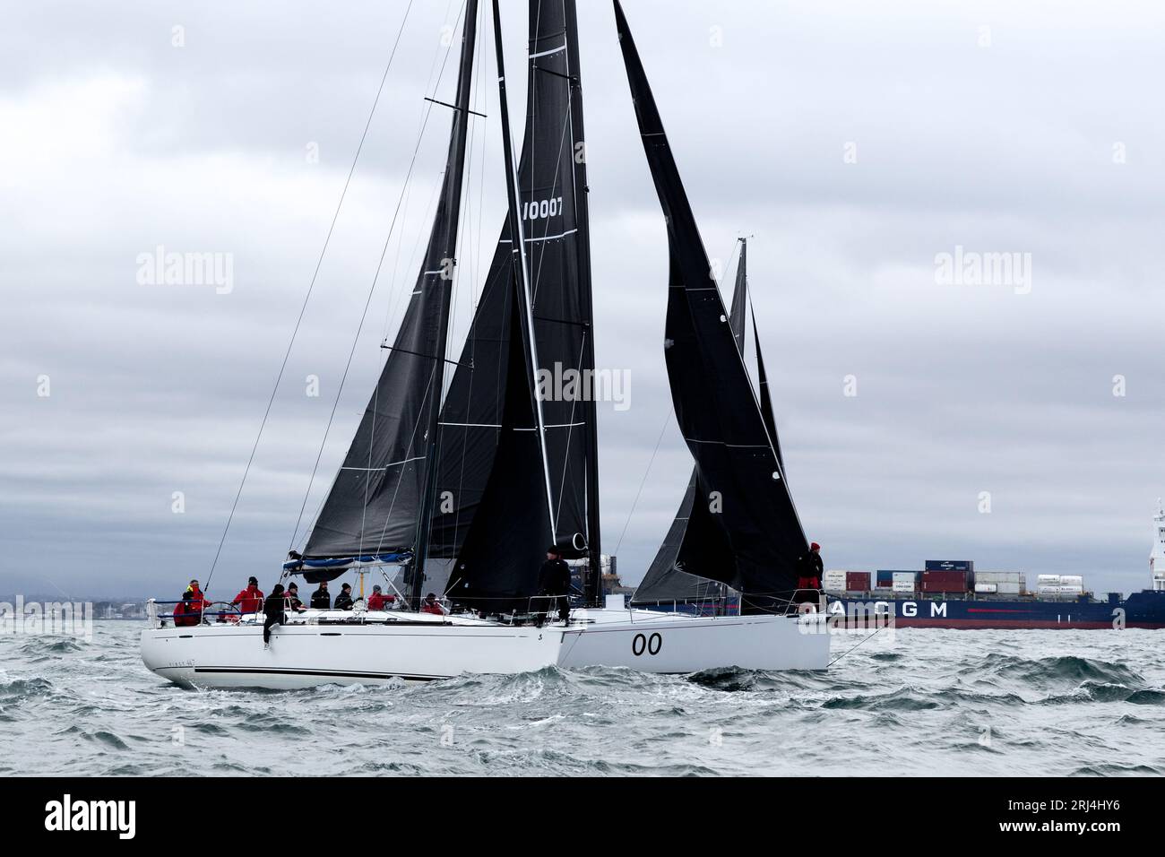 Large fixed keel yachts are seen racing during the 2023 Ocean Racing ...
