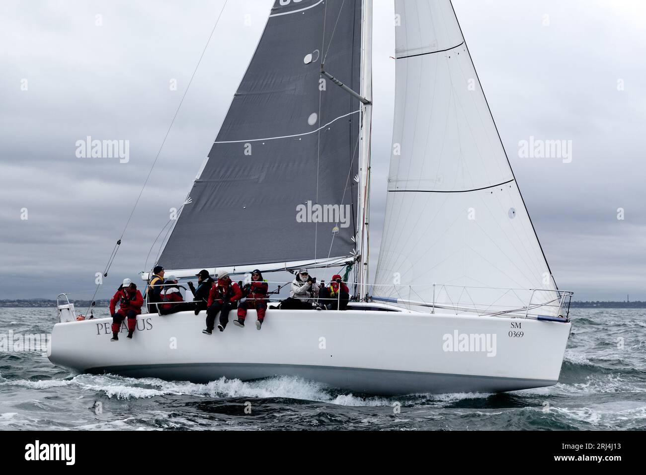 Large fixed keel yachts are seen racing during the 2023 Ocean Racing ...