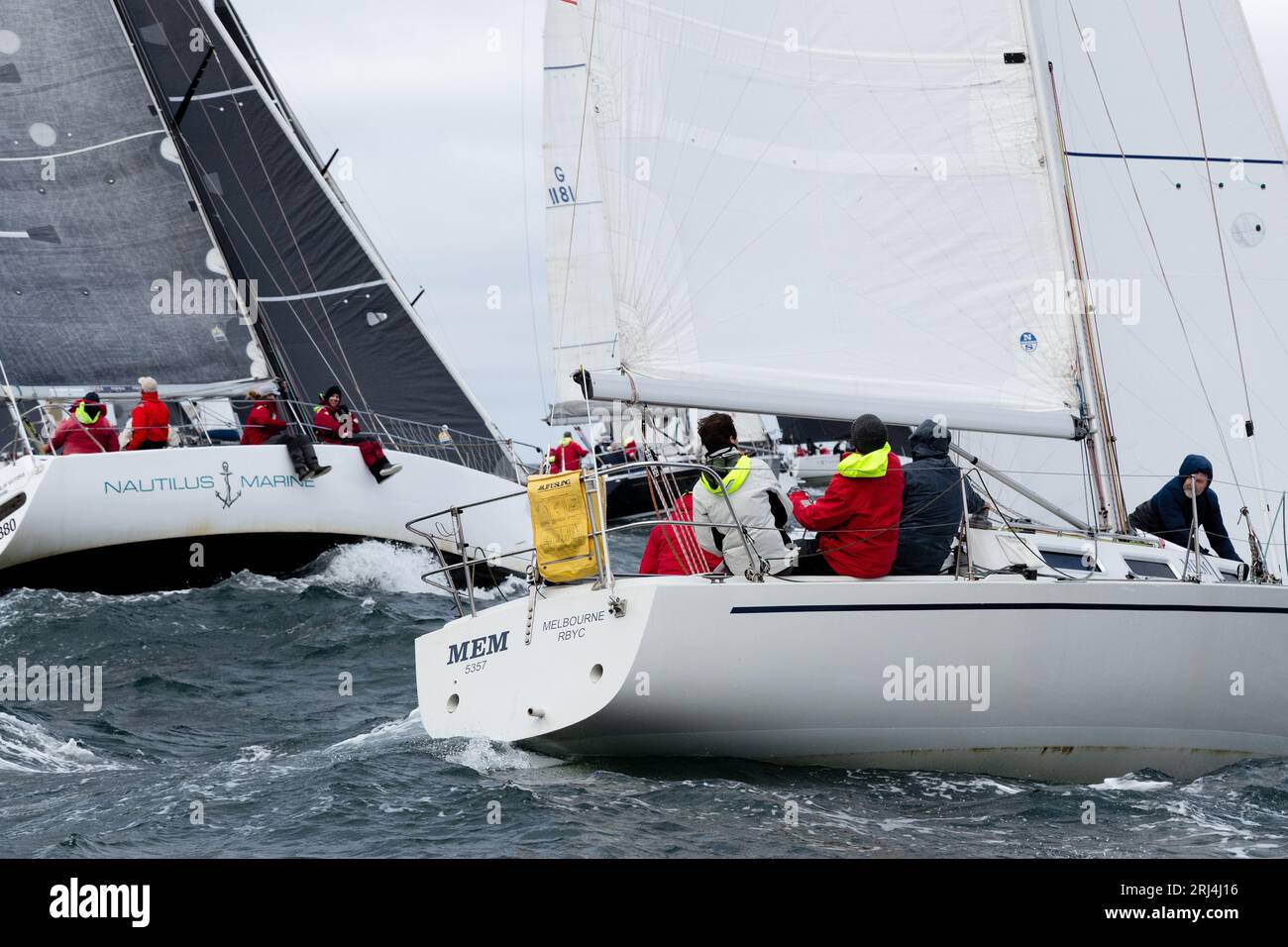 Large fixed keel yachts are seen racing during the 2023 Ocean Racing ...