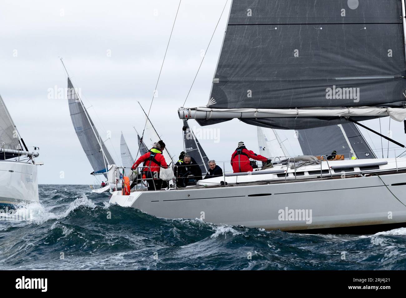 Large fixed keel yachts are seen racing during the 2023 Ocean Racing ...
