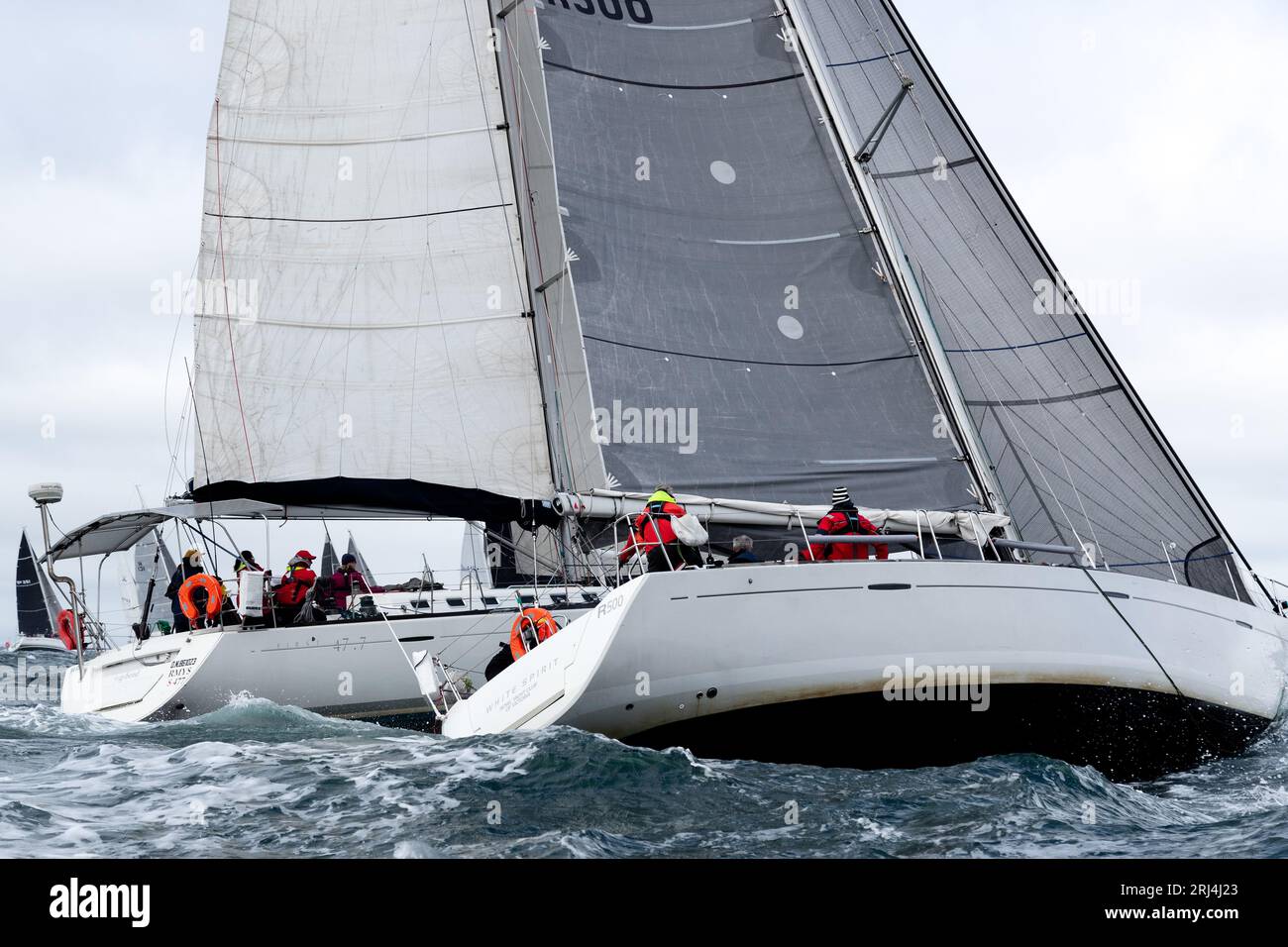 Large fixed keel yachts are seen racing during the 2023 Ocean Racing ...