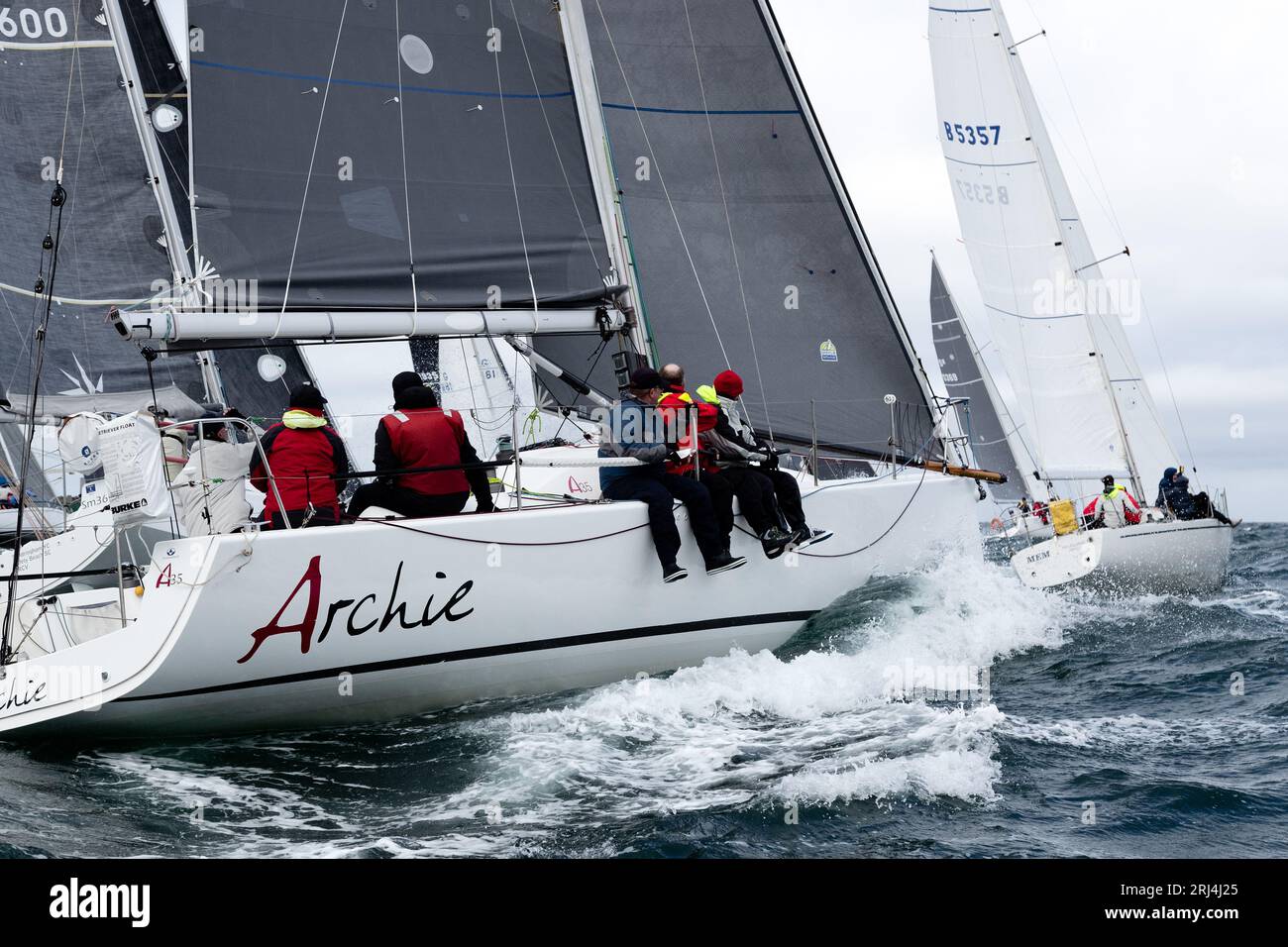 Large fixed keel yachts are seen racing during the 2023 Ocean Racing ...