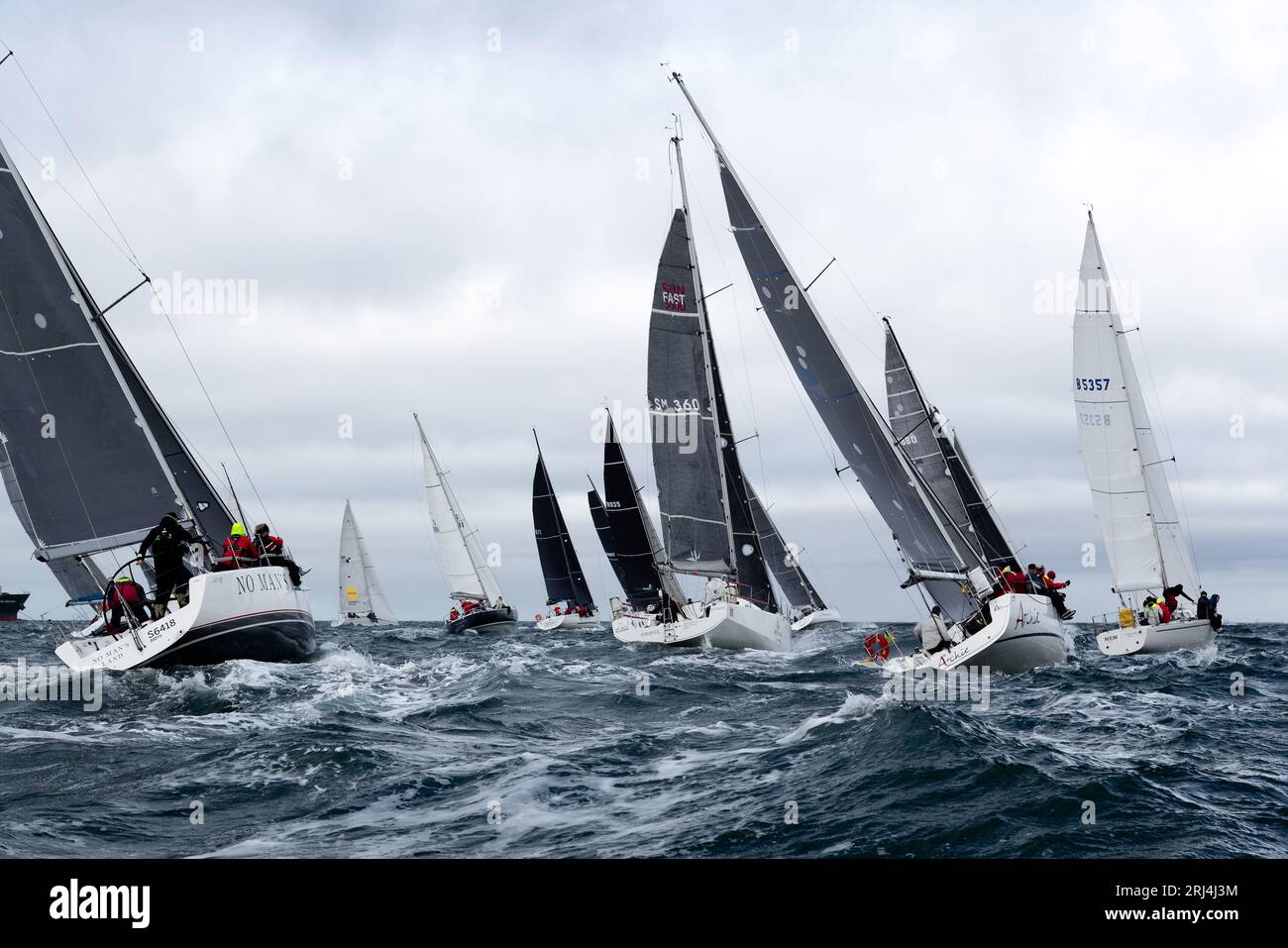 Large fixed keel yachts are seen racing during the 2023 Ocean Racing ...