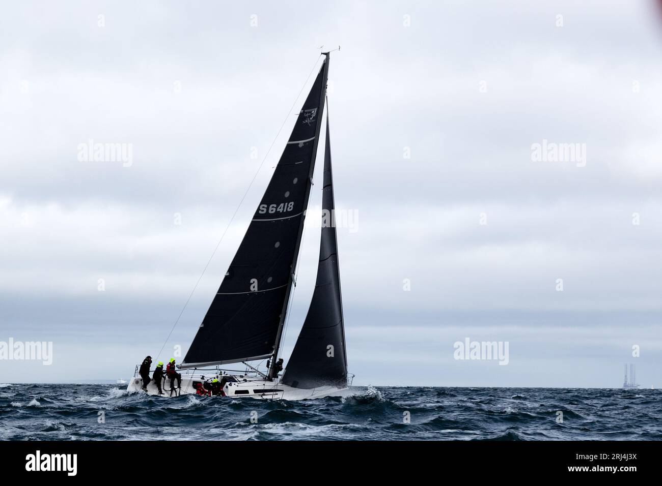 Large fixed keel yachts are seen racing during the 2023 Ocean Racing ...