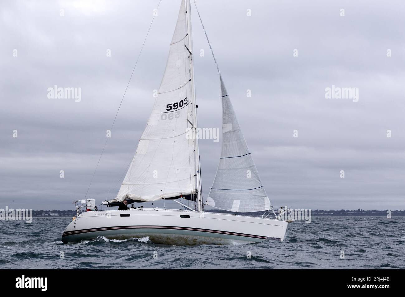 Large fixed keel yachts are seen racing during the 2023 Ocean Racing ...