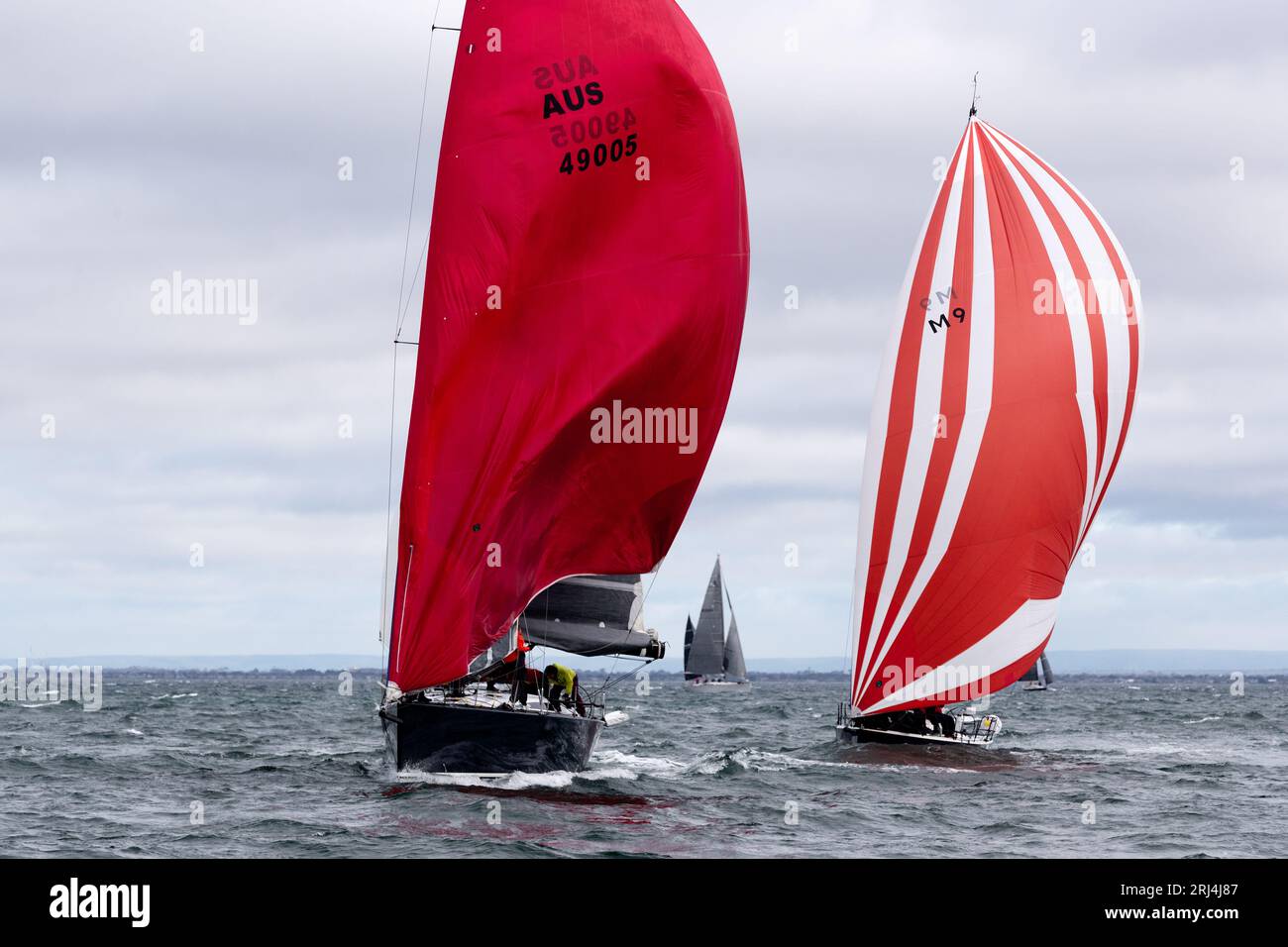 Large fixed keel yachts are seen racing during the 2023 Ocean Racing ...