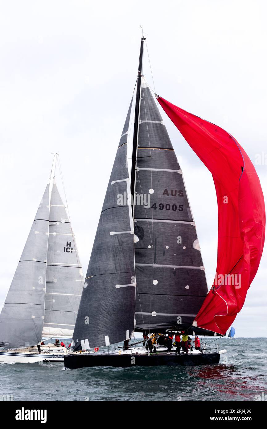Large fixed keel yachts are seen racing during the 2023 Ocean Racing ...