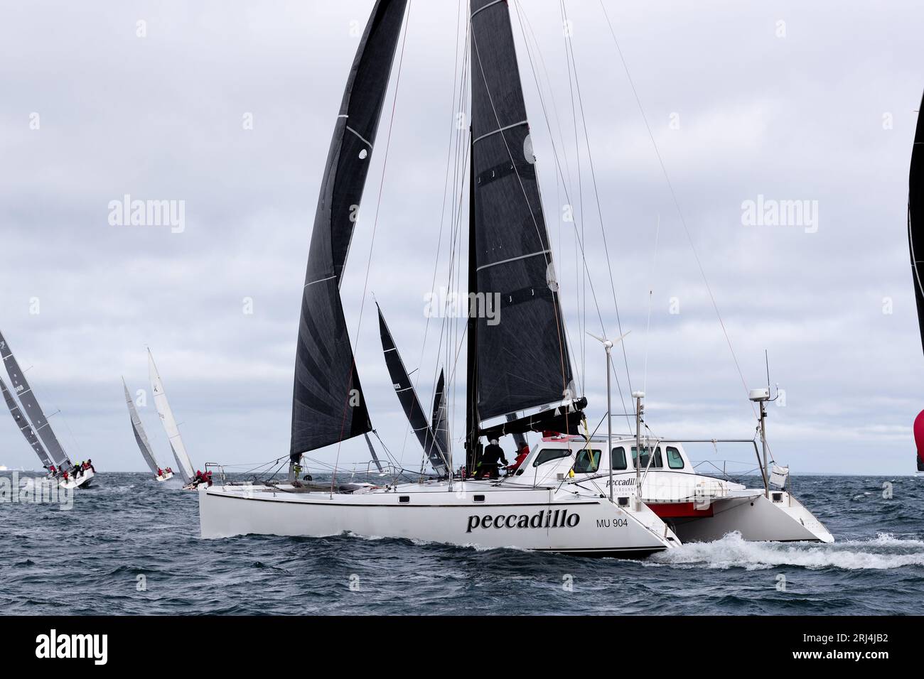 Large fixed keel yachts are seen racing during the 2023 Ocean Racing ...