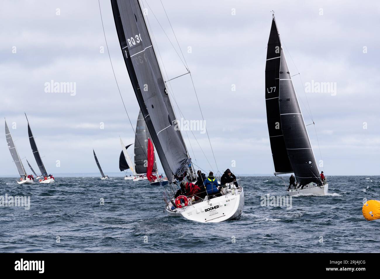 Large fixed keel yachts are seen racing during the 2023 Ocean Racing ...