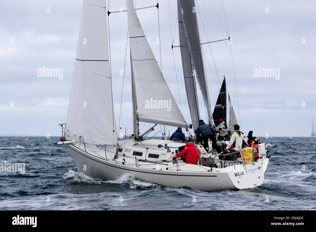 Large fixed keel yachts are seen racing during the 2023 Ocean Racing ...