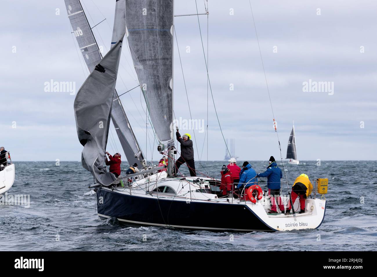 Large fixed keel yachts are seen racing during the 2023 Ocean Racing ...