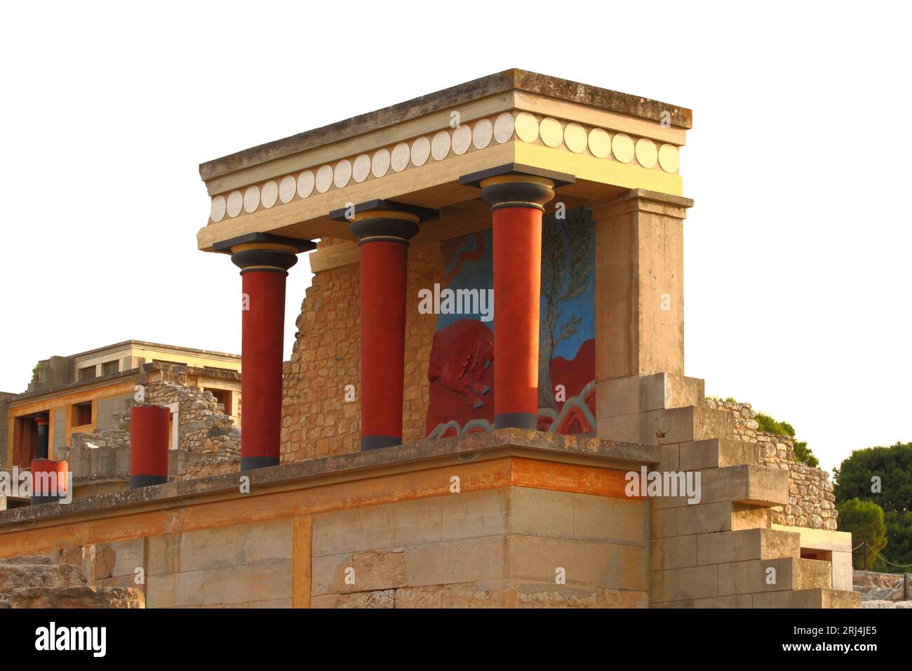 Knossos palace archaeological site Crete Greece isolated on white ...