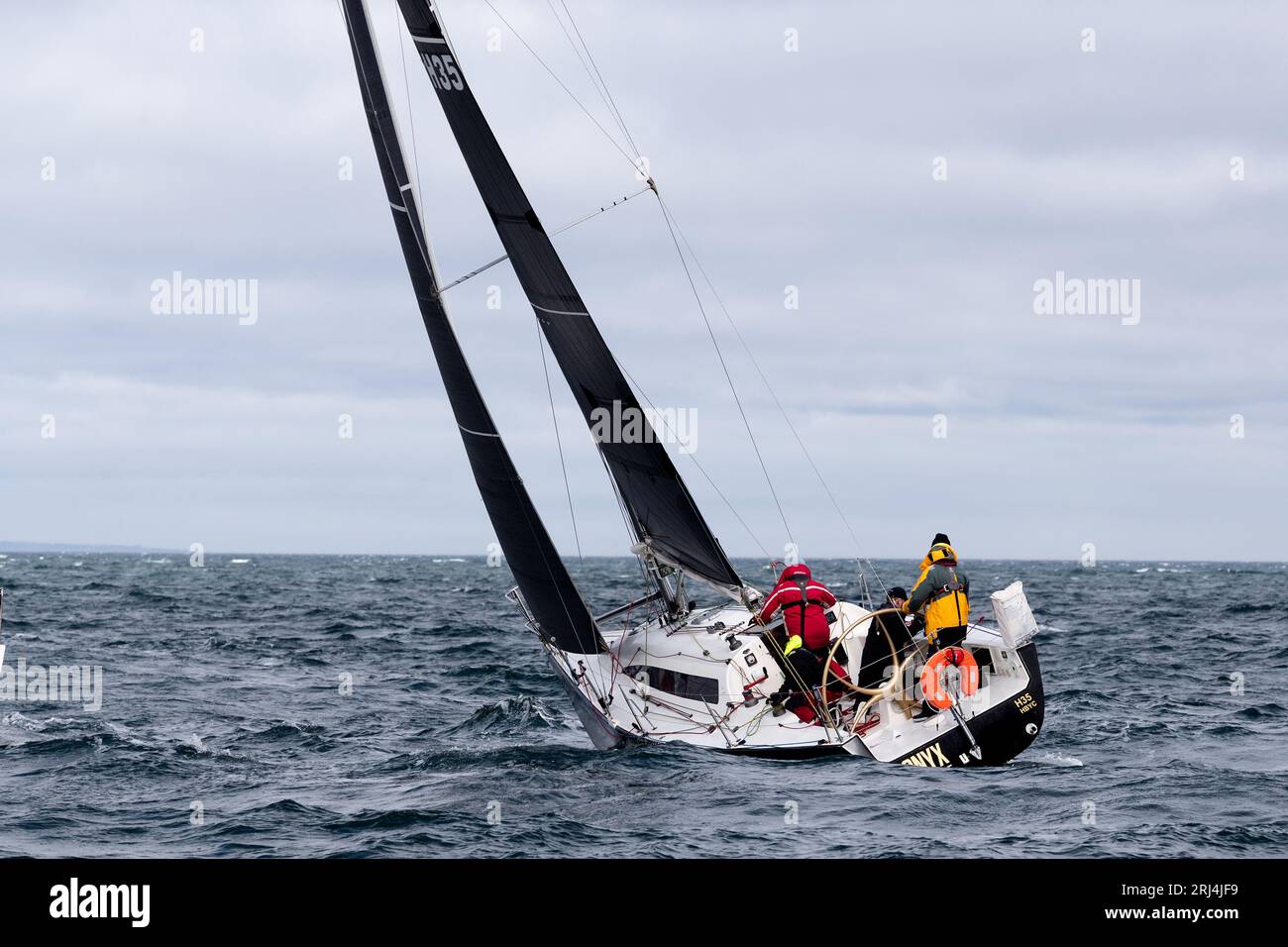 Large fixed keel yachts are seen racing during the 2023 Ocean Racing ...