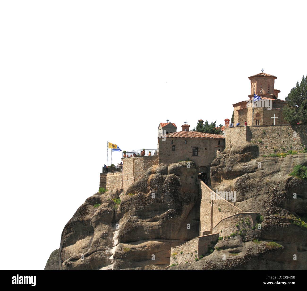 Greece Meteora moaastery on rocks isolated on white transparent ...
