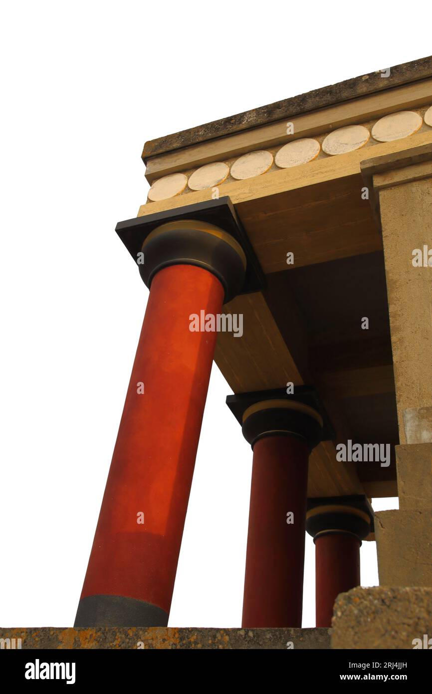 Knossos palace archaeological site Crete Greece isolated on white ...