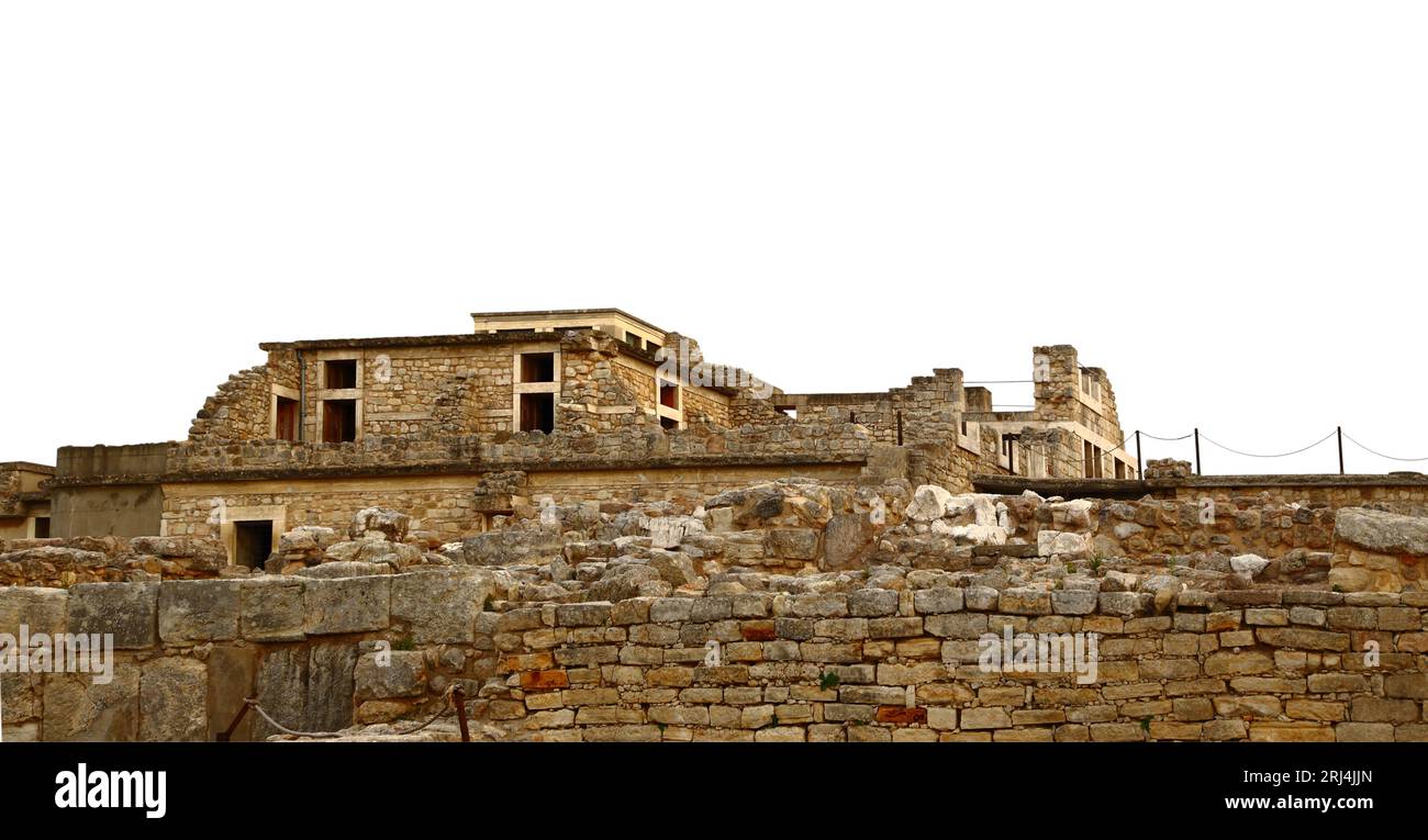 Knossos palace archaeological site Crete Greece isolated on white ...