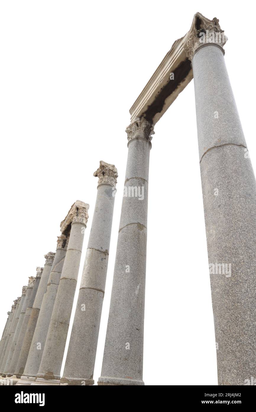 Ancient greek temple pillars. Marble columns isolated on white ...
